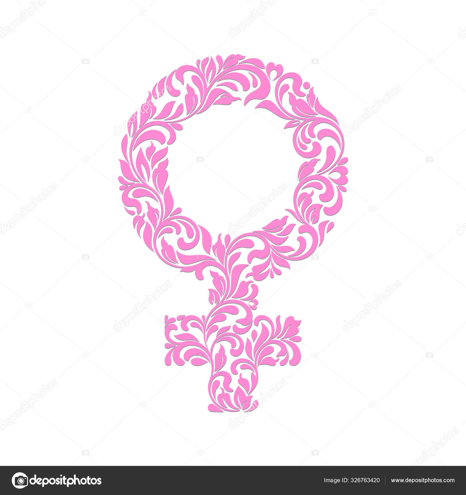 Woman symbol from a floral ornament. Female sign isolated on a white ...