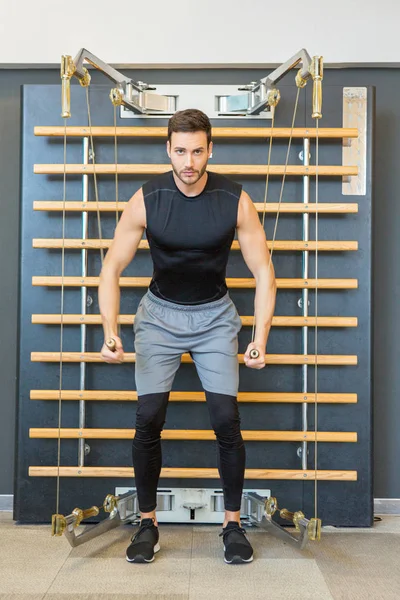 Full body cable pulley machine workout in the gym Stock Photo by ...