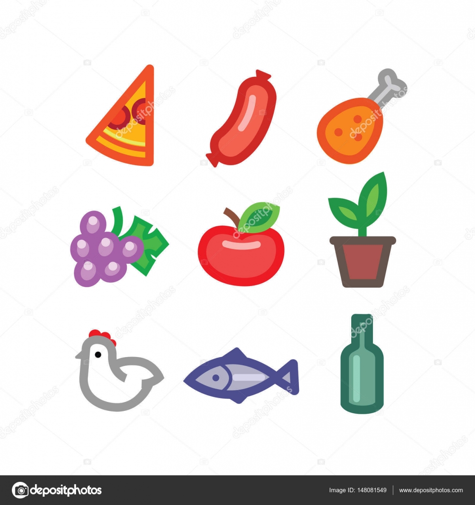 Stylized food icons Stock Vector Image by ©AnnaSuchkova #148081549