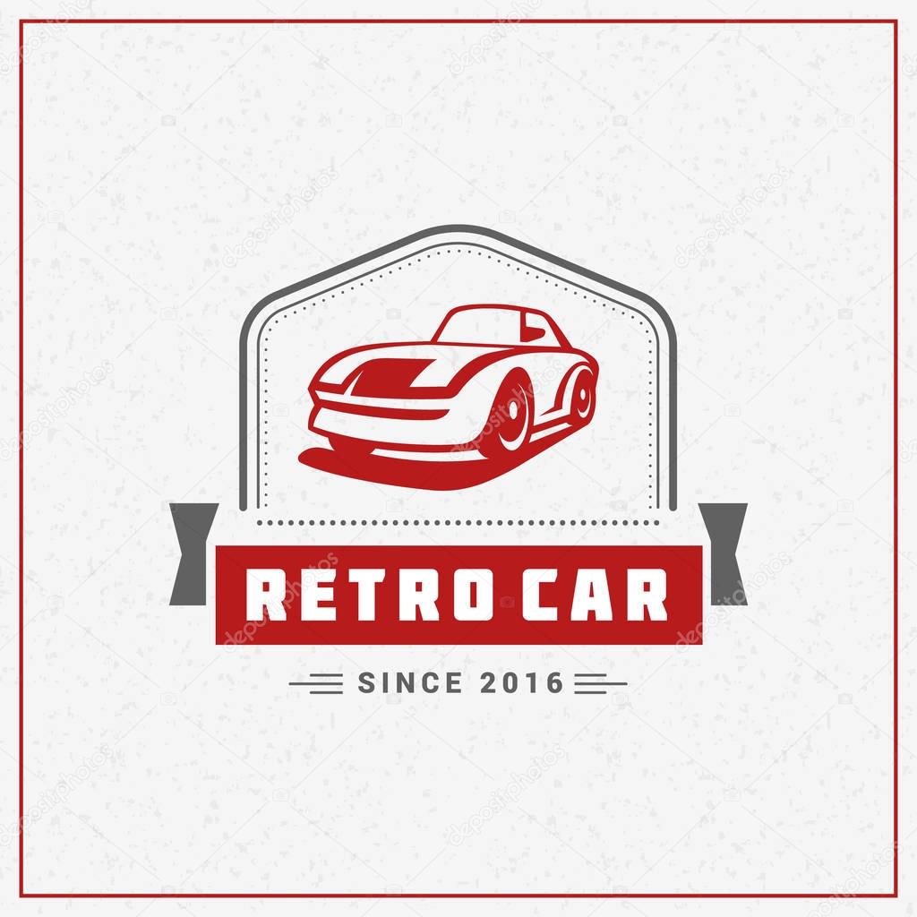 Classic car logo, emblem, badge. Service car repair, car restoration ...