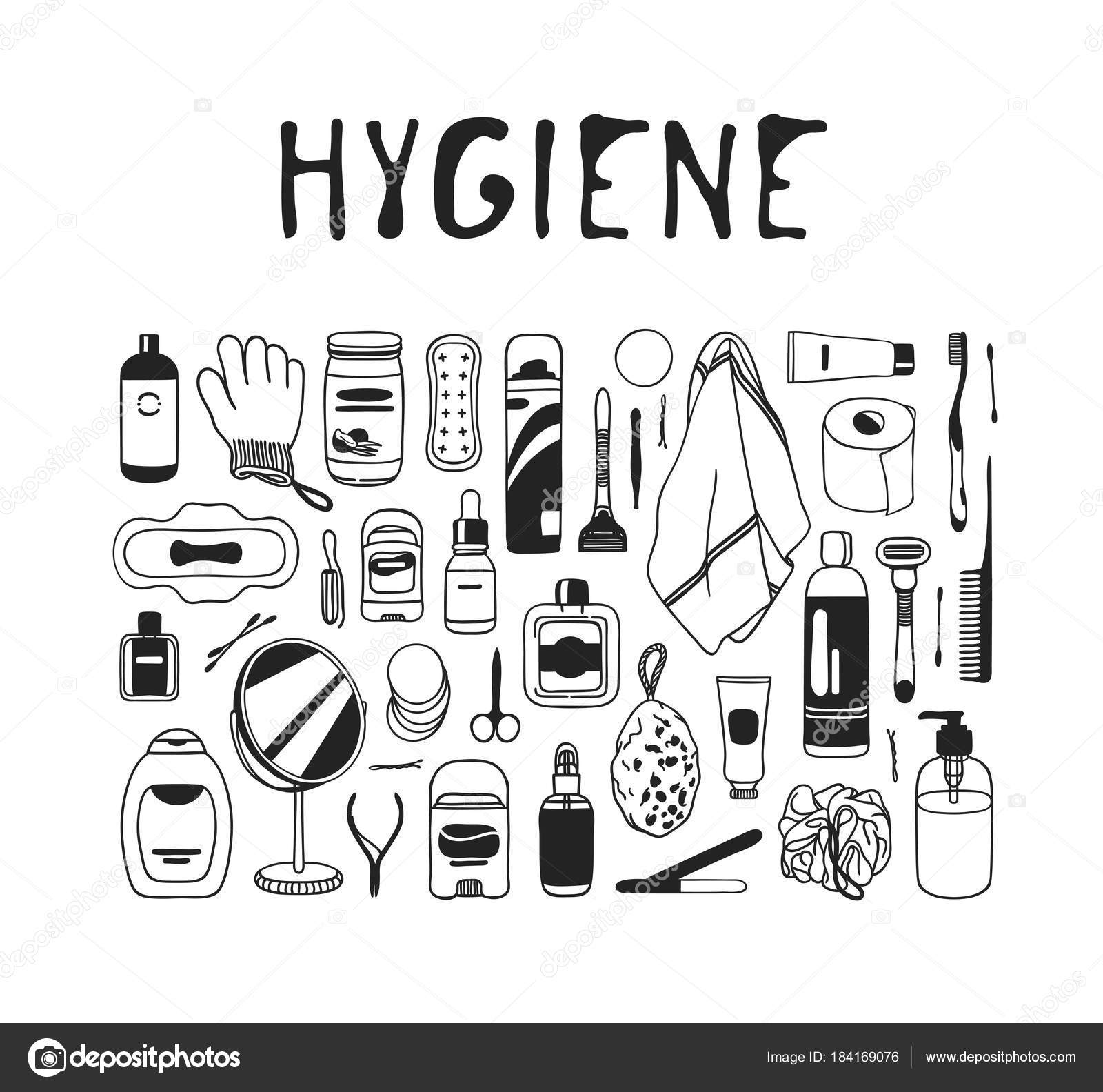 Hand Drawn Hygiene Illustration Actual Vector Bath Drawing Stock Vector ...