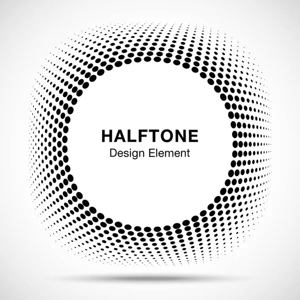 Convex Distorted Black Abstract Vector Circle Frame Halftone Dots Logo Emblem Design Element For