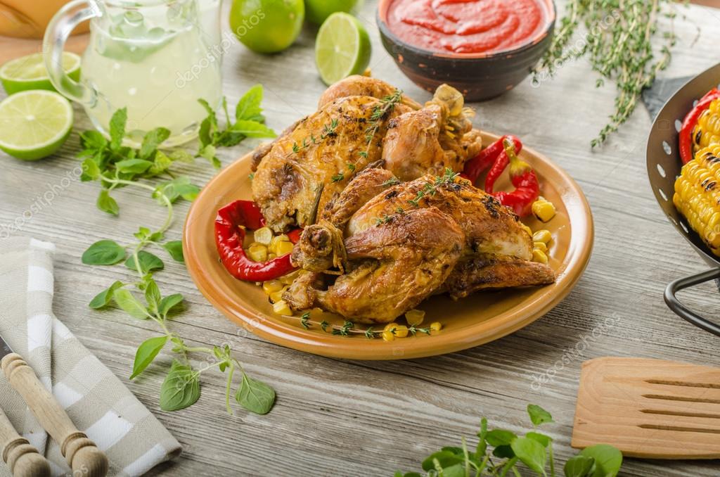 Roasted French baby Chicken - Coquelet Stock Photo by ©Peteer 126883196