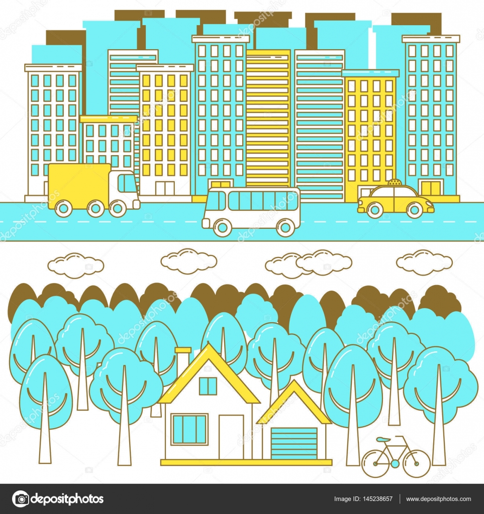 City and forest landscape Stock Vector Image by ©kali13 #145238657