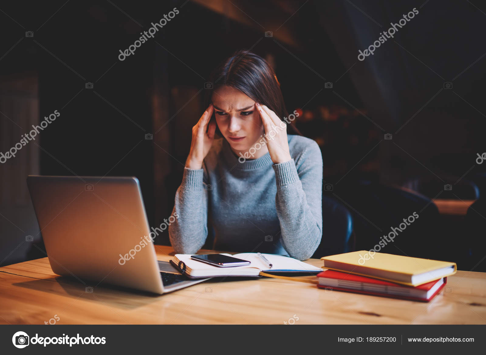 Tired Skilled Student Watching Boring Webinar Preparing Training ...