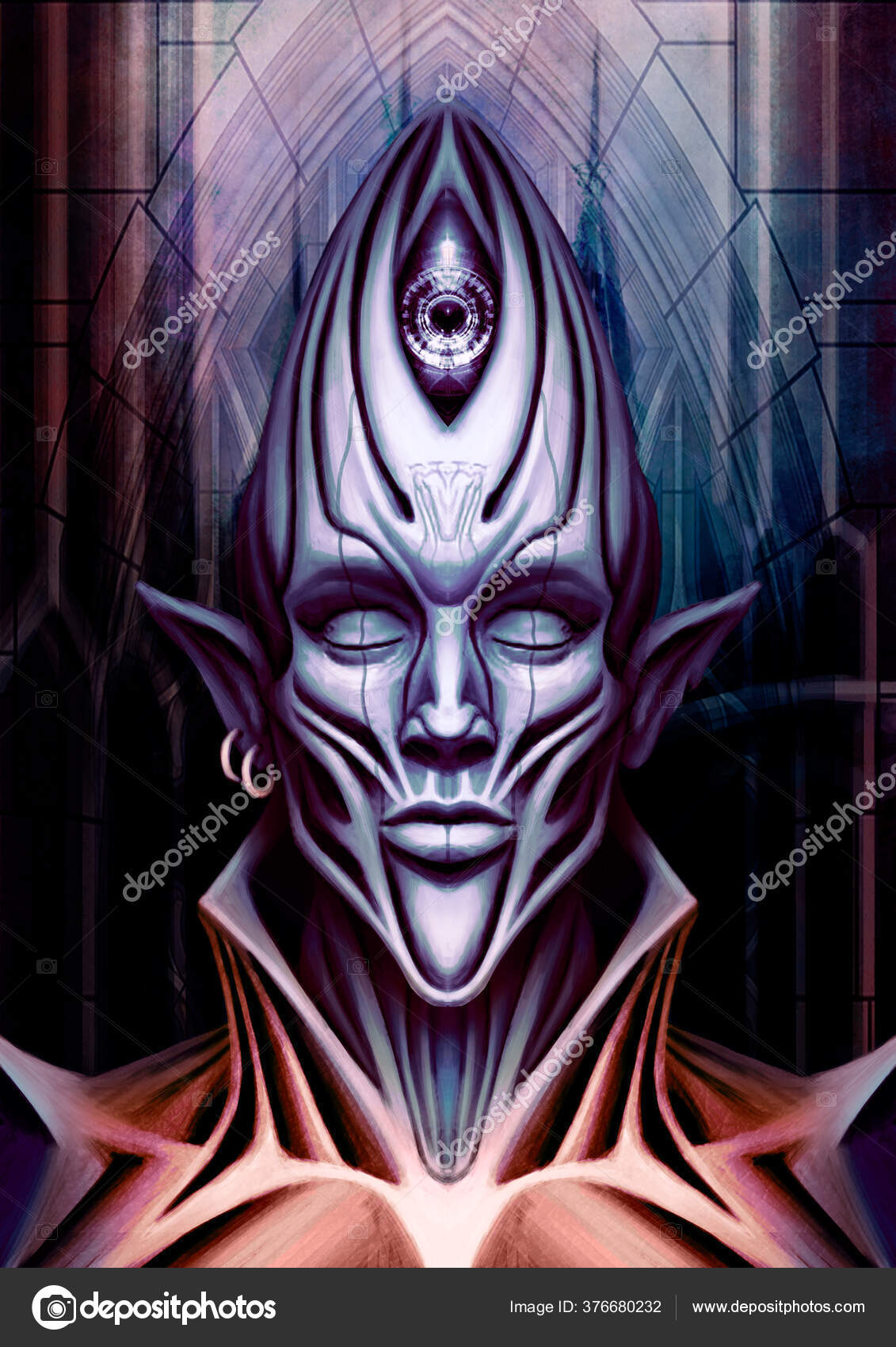 Fantasy Character Close Alien Space Elf Humanoid Big Eye Long Stock ...