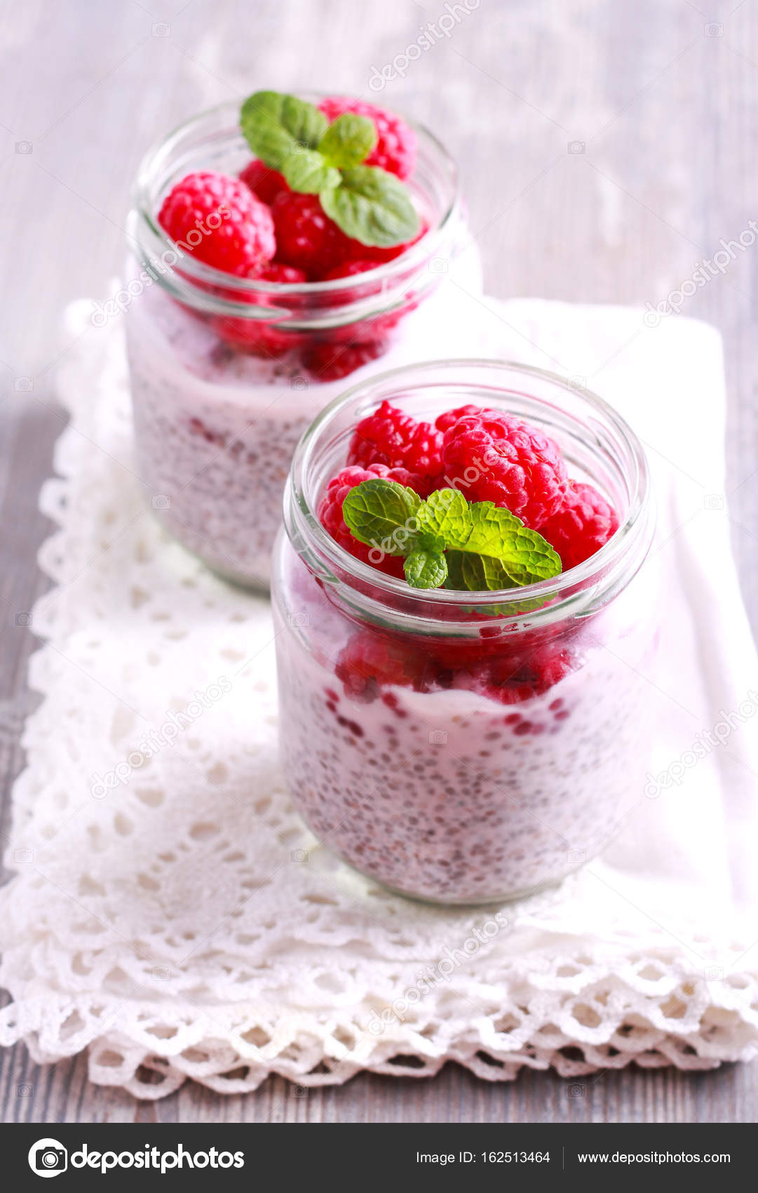 Raspberry and chia seed pudding Stock Photo by ©manyakotic 162513464