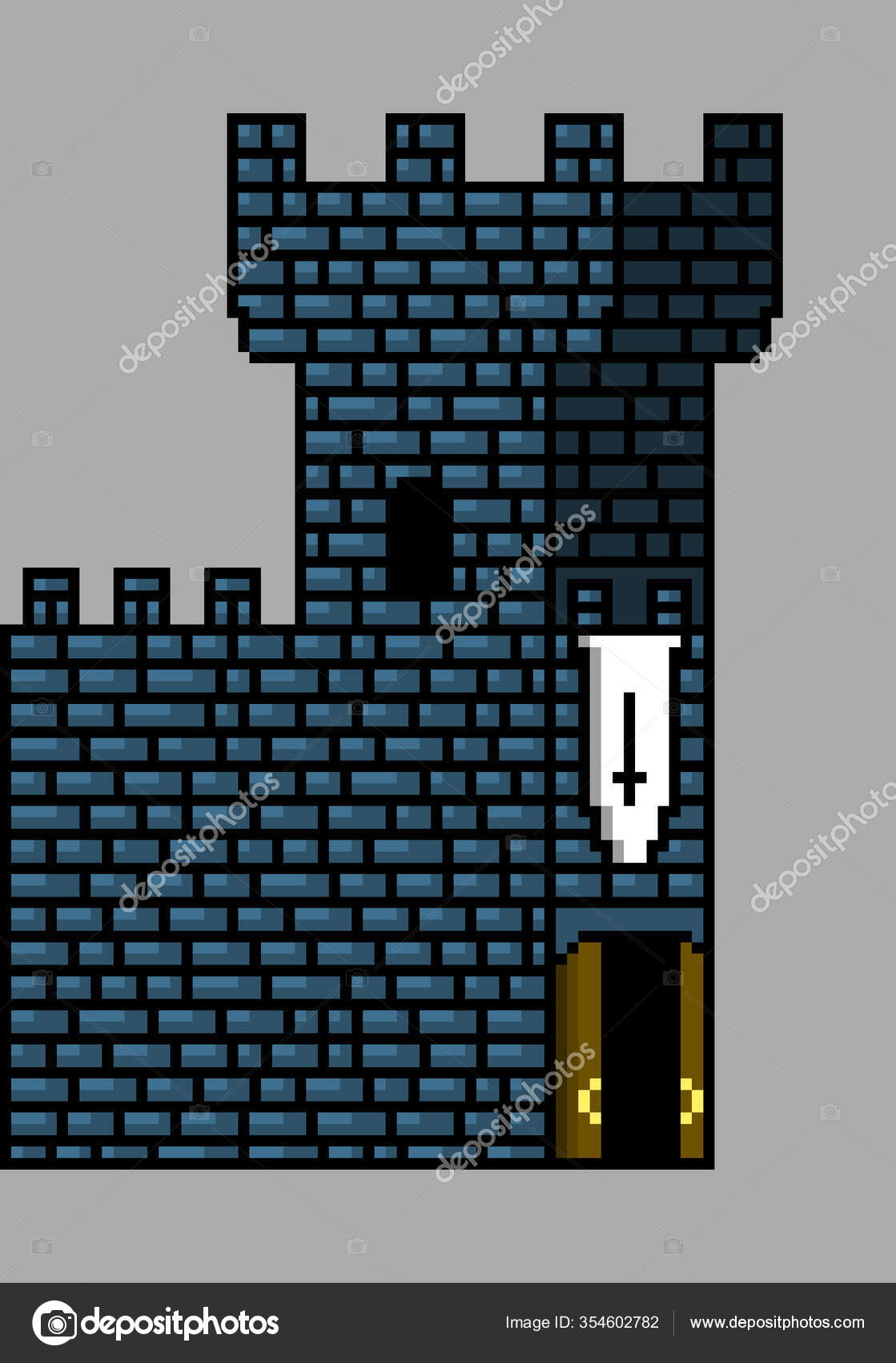 Castle Tower Vector Pixel Art Stock Vector Image by ©PreMAX #354602782