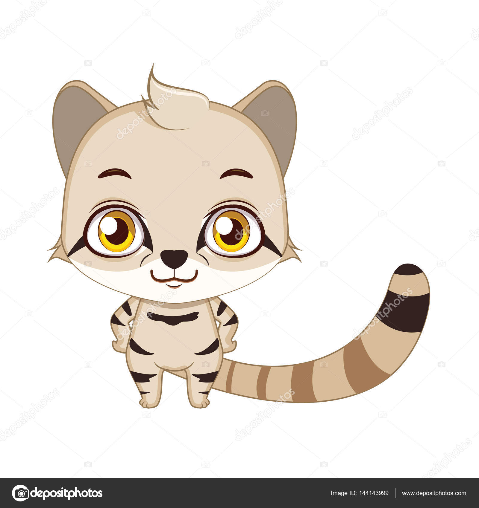 Cute stylized cartoon andean mountain cat illustration Stock Vector by ...