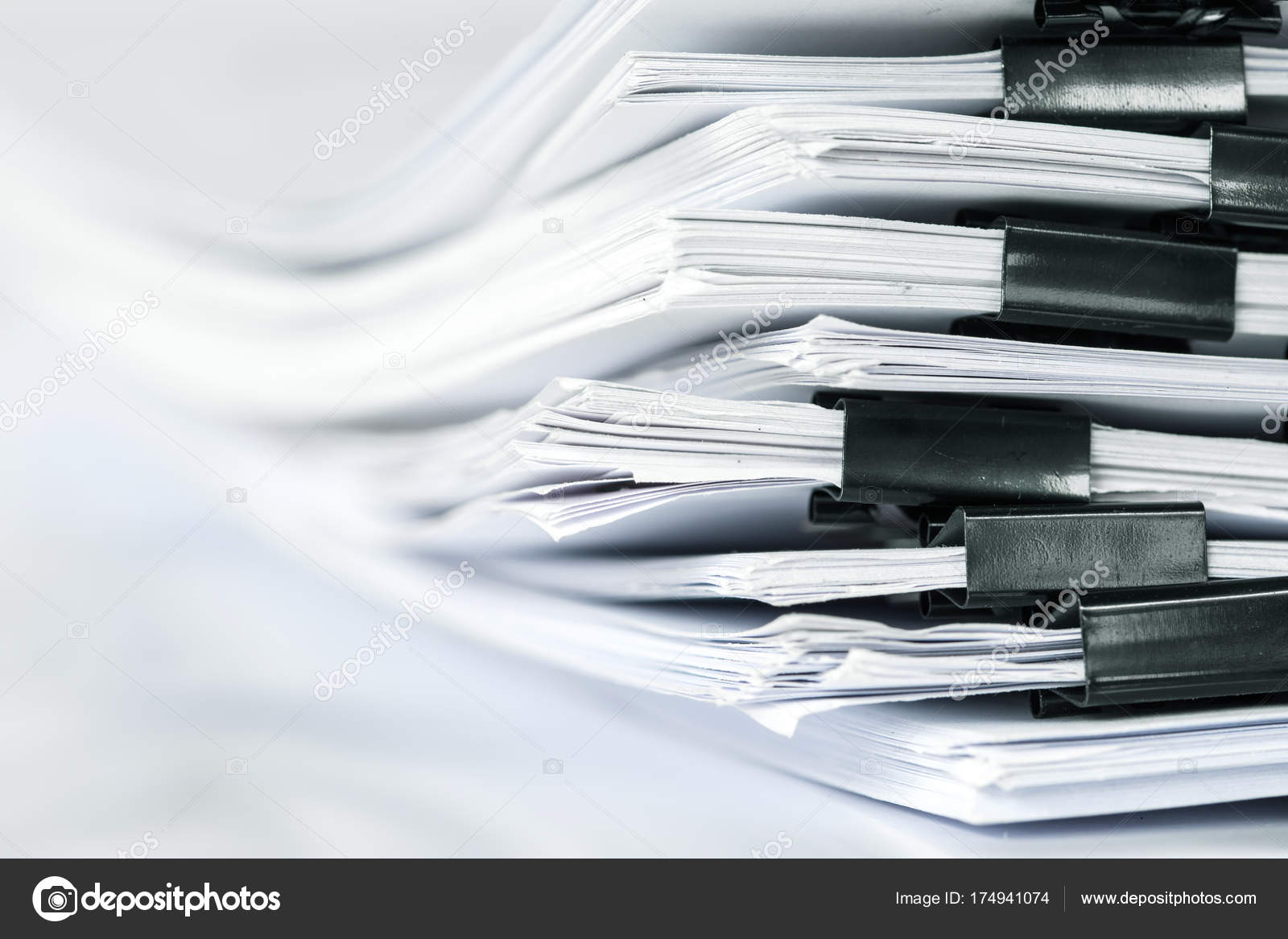 Extreamly close up the stacking of office working document with — Stock ...