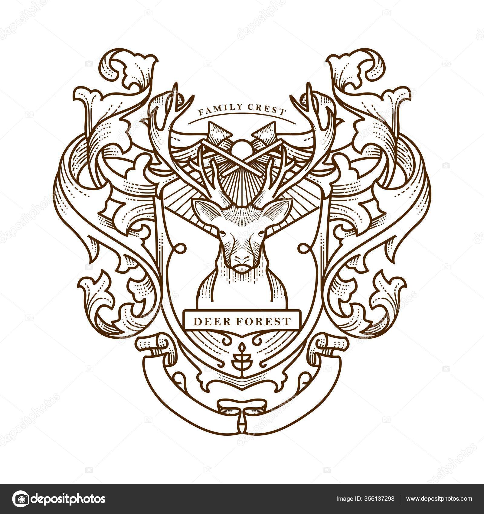 Family Crest Deer Vintage Illustration Stock Vector Image by ...
