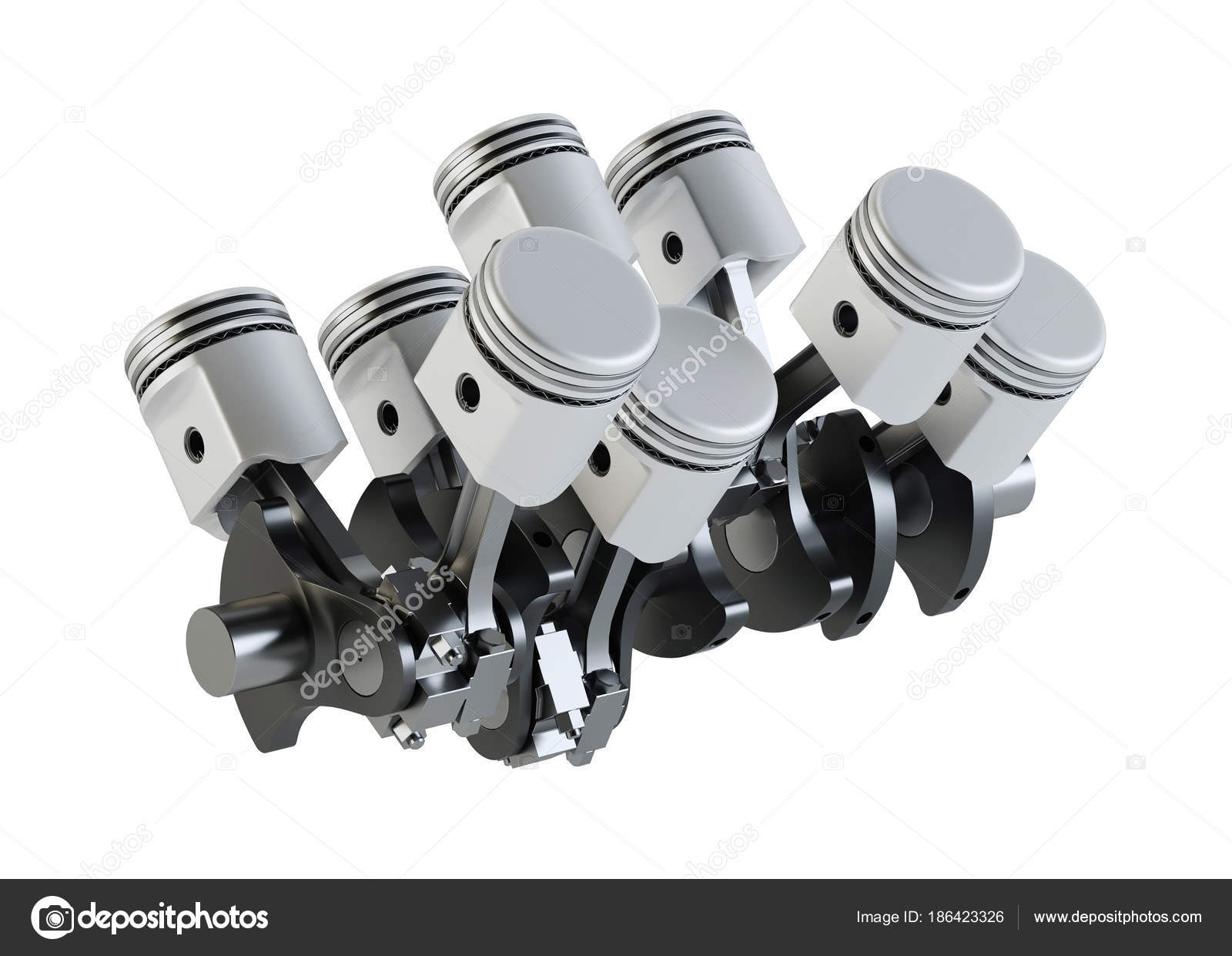 Pistons Crankshaft White Background Engine Rendering — Stock Photo ...