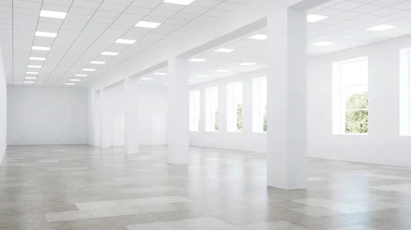 Interior of an empty commercial building with white walls. Office space ...