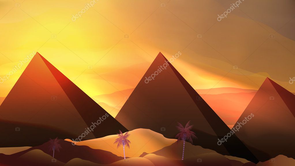 Abstract Pyramids and Sand Dunes - Vector Illustration Stock Vector ...