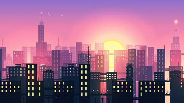 Urban City Nightscape - Vector Illustratio Stock Vector by ©inbevel13 ...