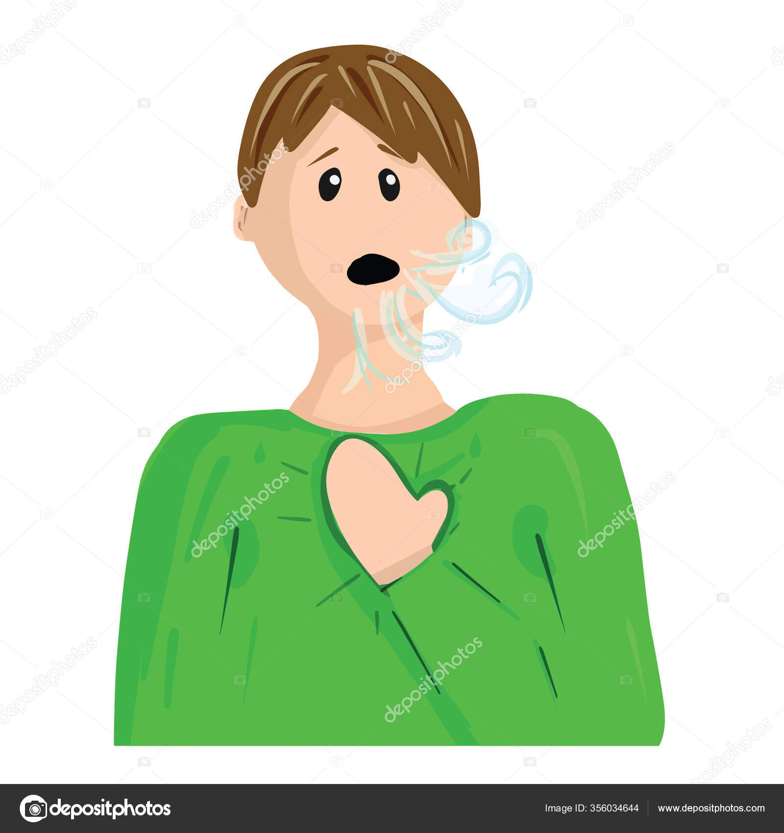 Patient Dyspnea Breathless White Vector Illustration Cartoon Flat Style ...