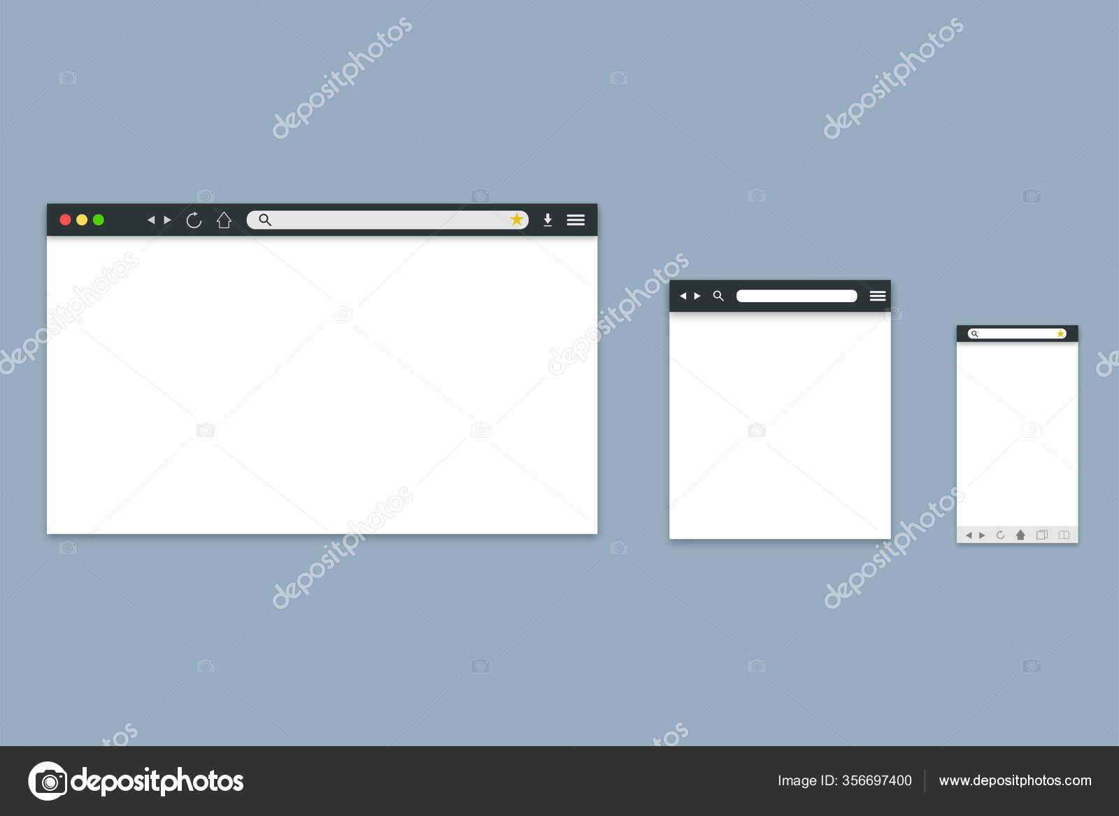 Web Browser Blank Page Template Desktop Tablet Smartphone Vector Eps ...