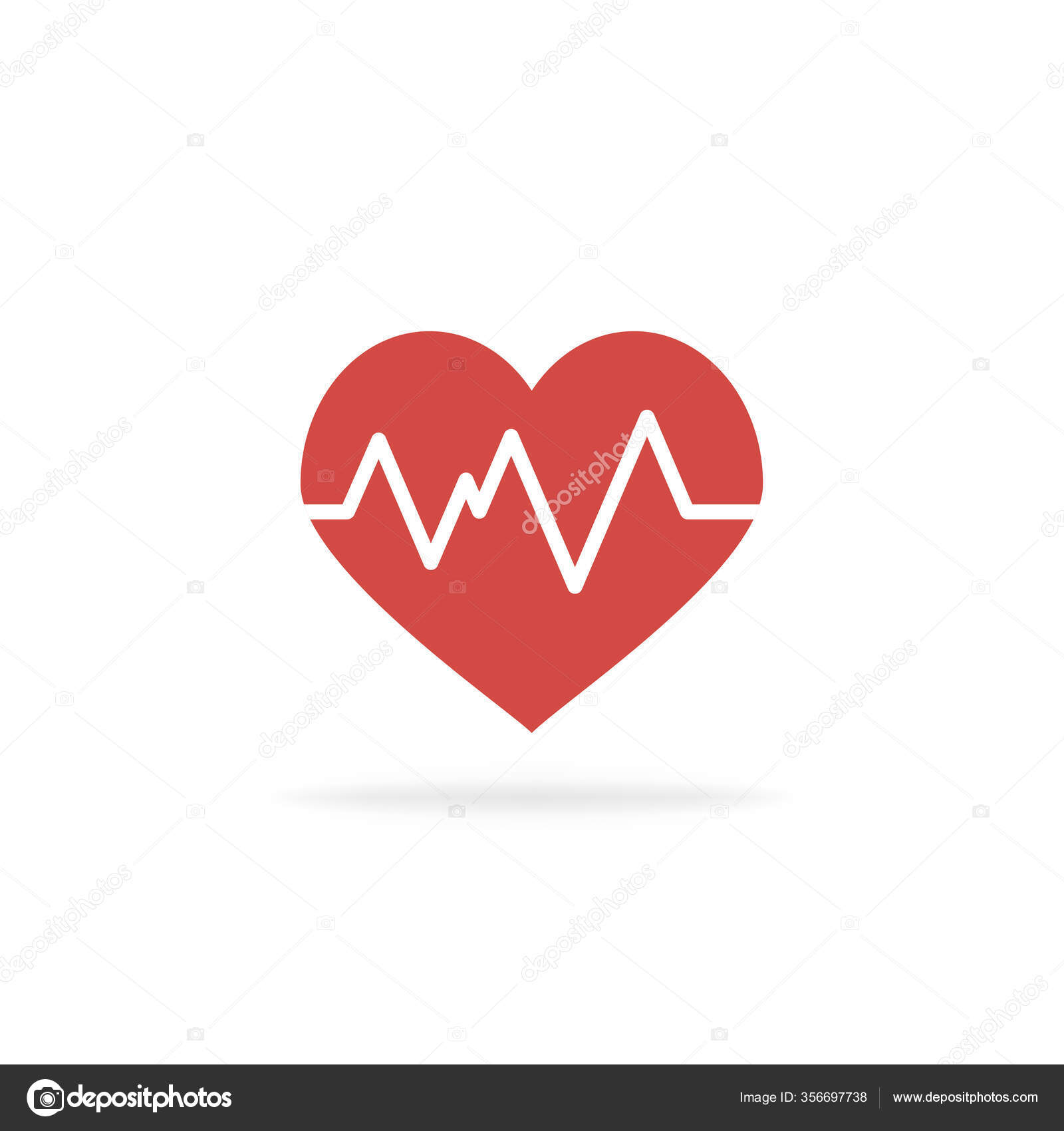 Heart Pulsing Icon Flat Design Shadow Health Day World Vector — Stock ...