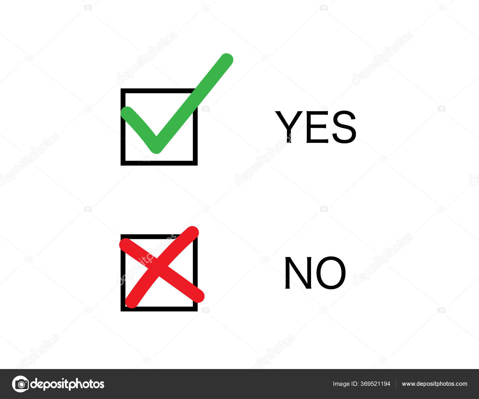 Yes Checkbox Marks Vote Red Cross Green Tick Isolated Illustration ...