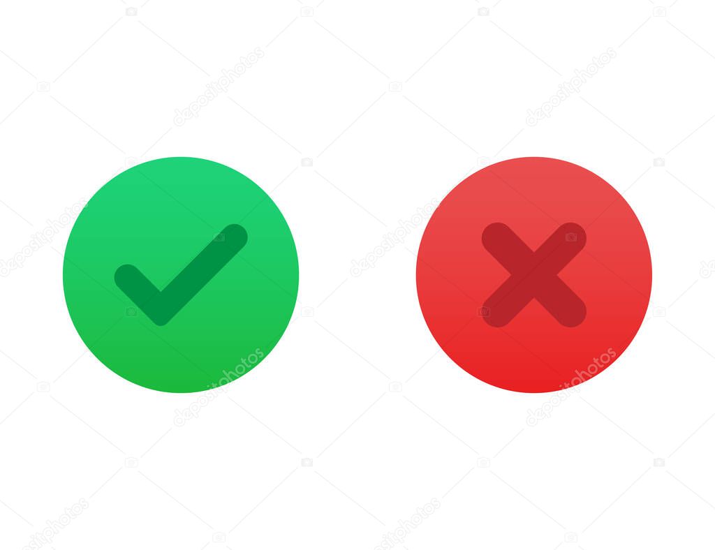 Icono correcto o incorrecto. Respuesta correcta o incorrecta en colores ...