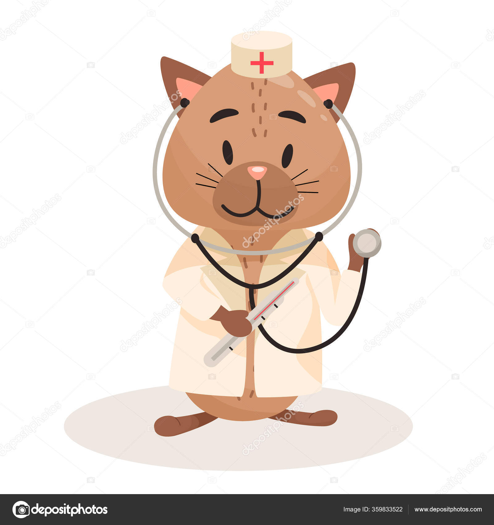Cute Vector Doctor Cat Illustration Vector Character Design White ...