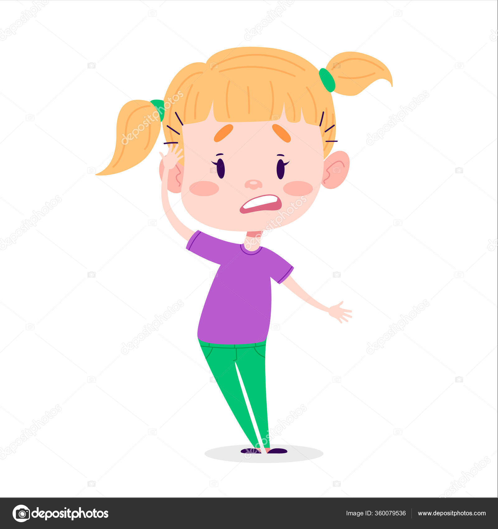 Kid Girl Has Headache Pain Cartoon Vector Illustrator Children Have ...