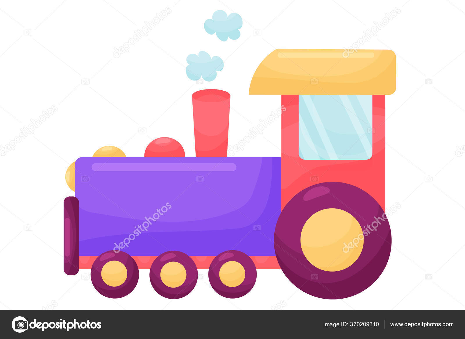 Vector Cartoon Children Locomotive Flat Puffer Kids Animals White ...