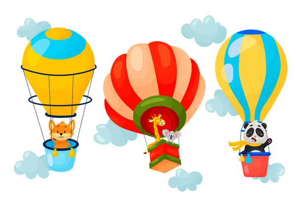 Cartoon kids riding a hot air balloon fruit happy children avocado ...