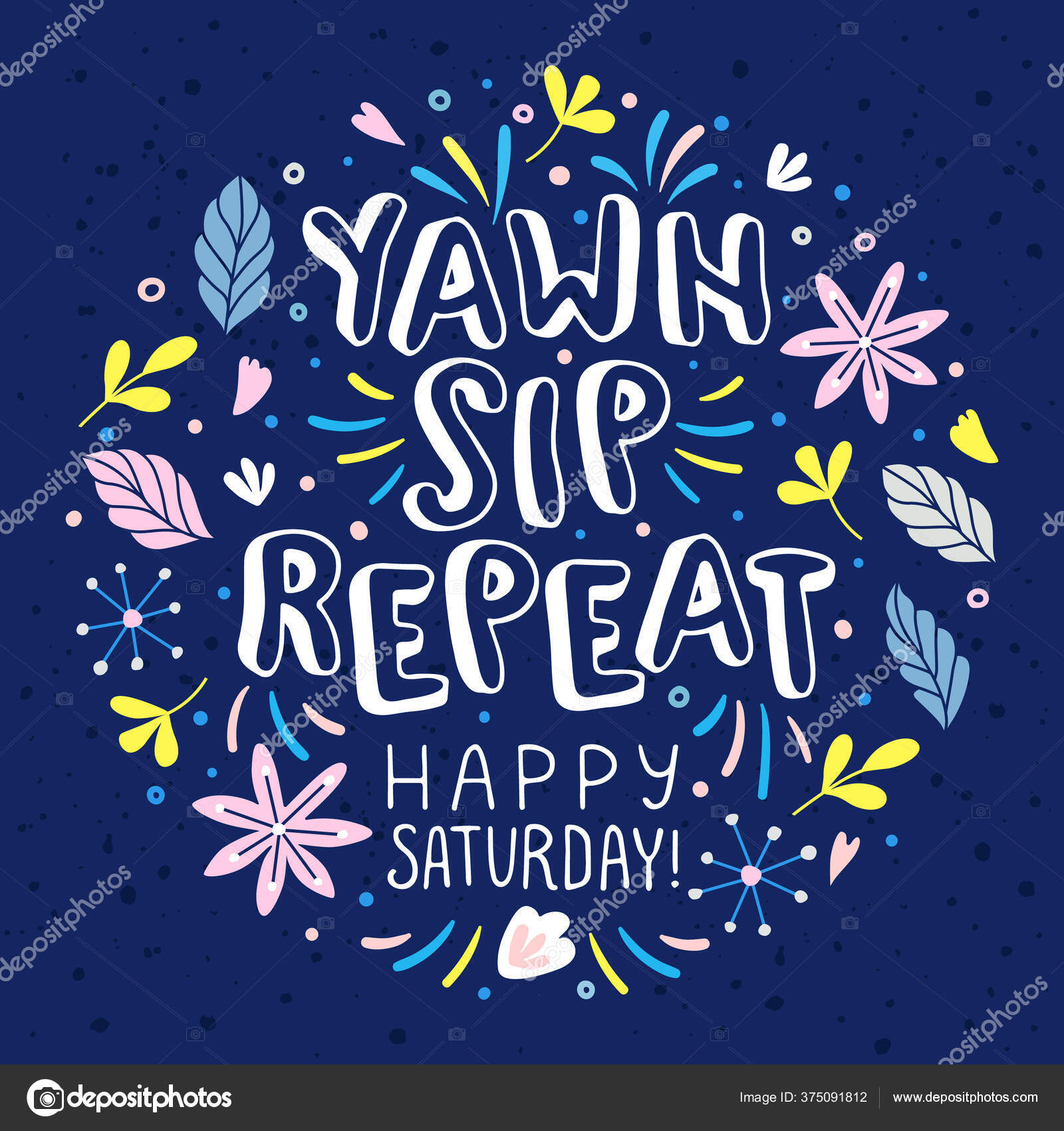Happy Saturday Funny Vector Lettering Quote Hand Drawn Text Card Stock ...