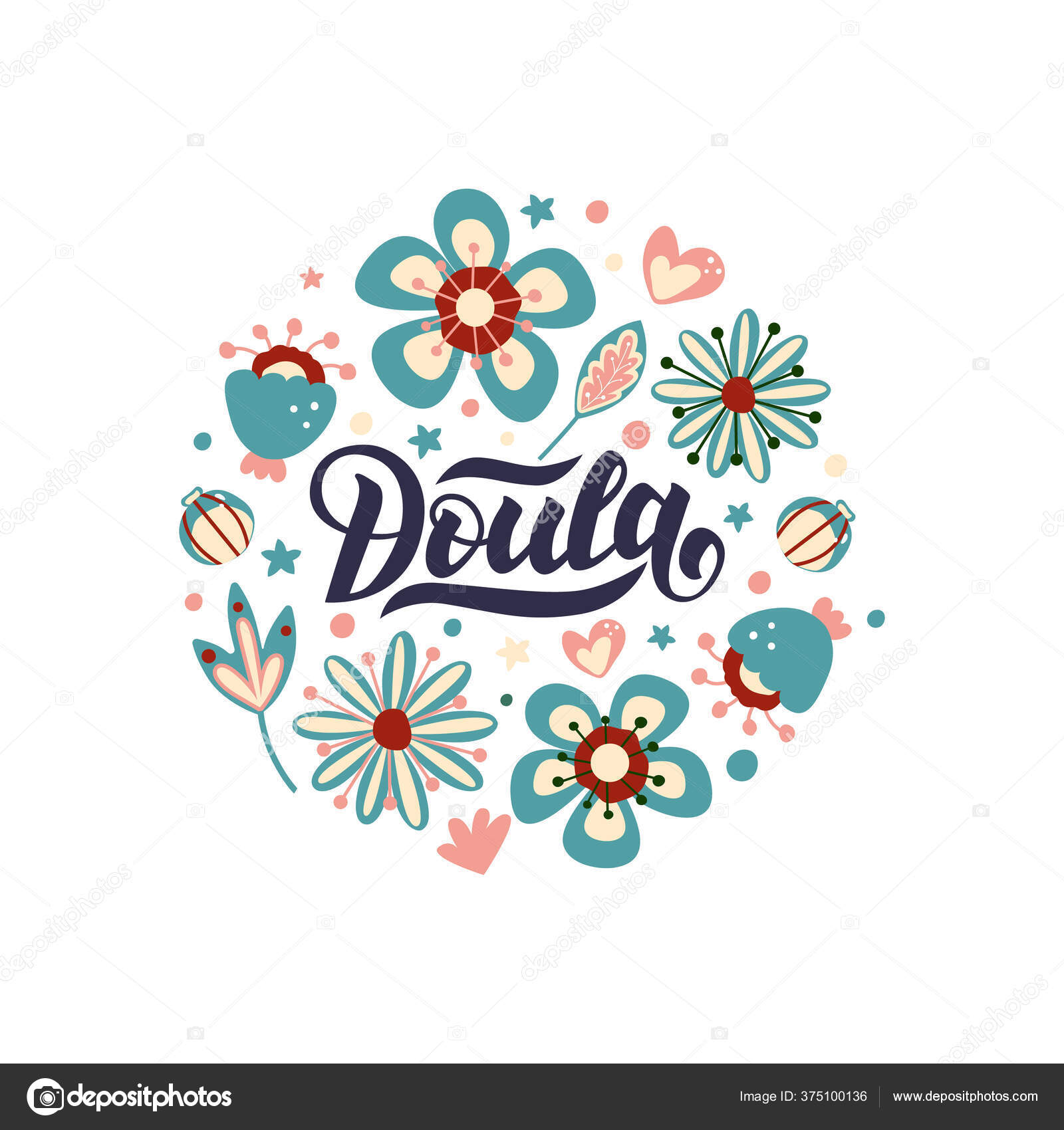 Doula Lettering Phrase Vector Logo Illustration Childbirth Partner ...