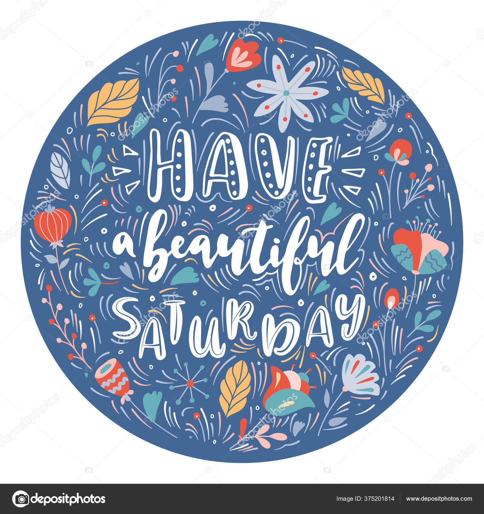 Have Beautiful Saturday Vector Lettering Quote Hand Drawn Text Card ...