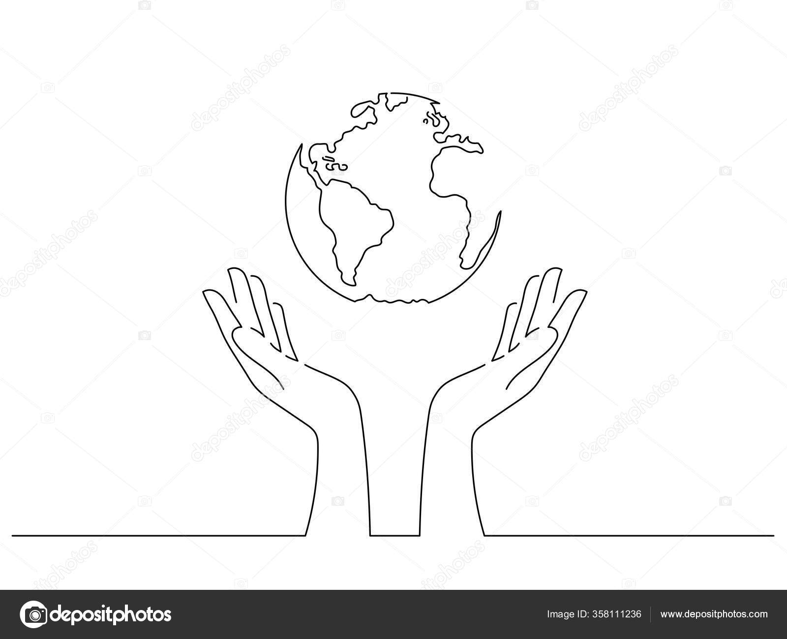 Drawing Hands Holding The World