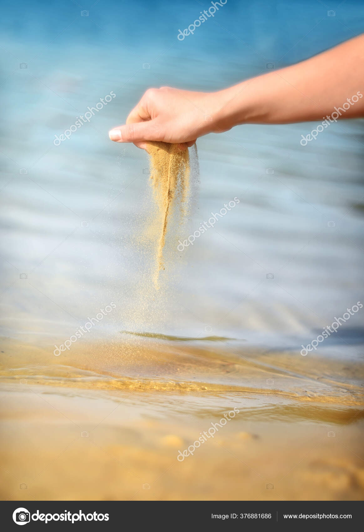 Sand Pouring Hand Water Summer Background Stock Photo by ©OKSANA ...