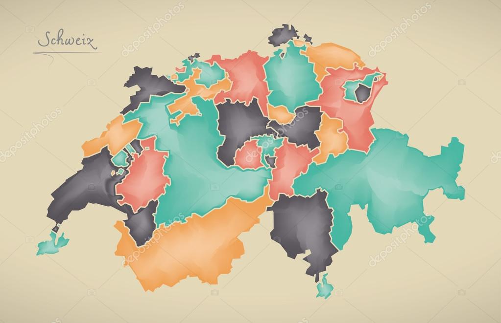 Suiza mapa ilustración ilustración a color 3D — Foto de stock ...