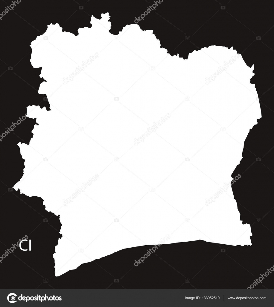 Ivory Coast Map black and white Stock Vector Image by ©ingomenhard ...
