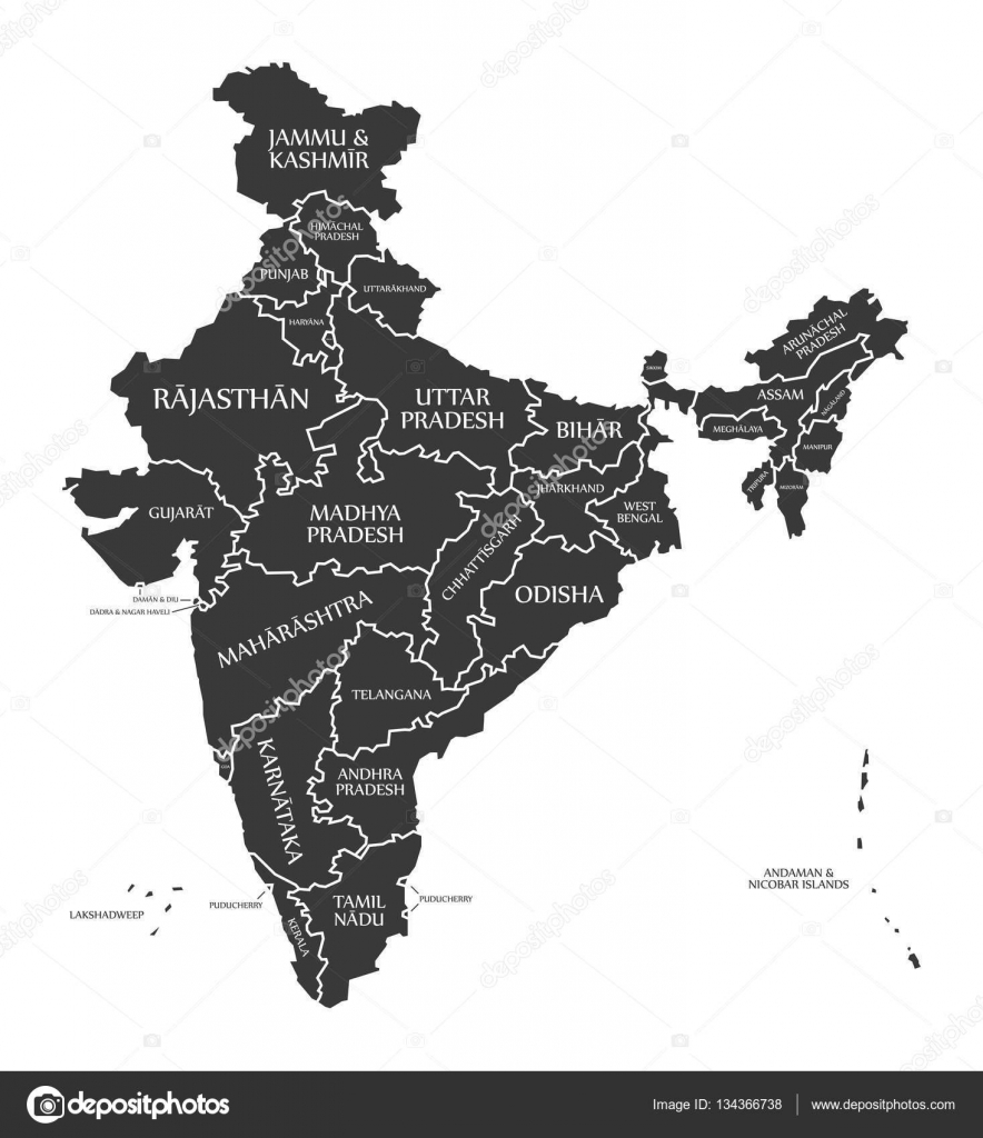 India Map labelled black Stock Vector by ©ingomenhard 134366738 India Map labelled black Stock Vector by ©ingomenhard 134366738