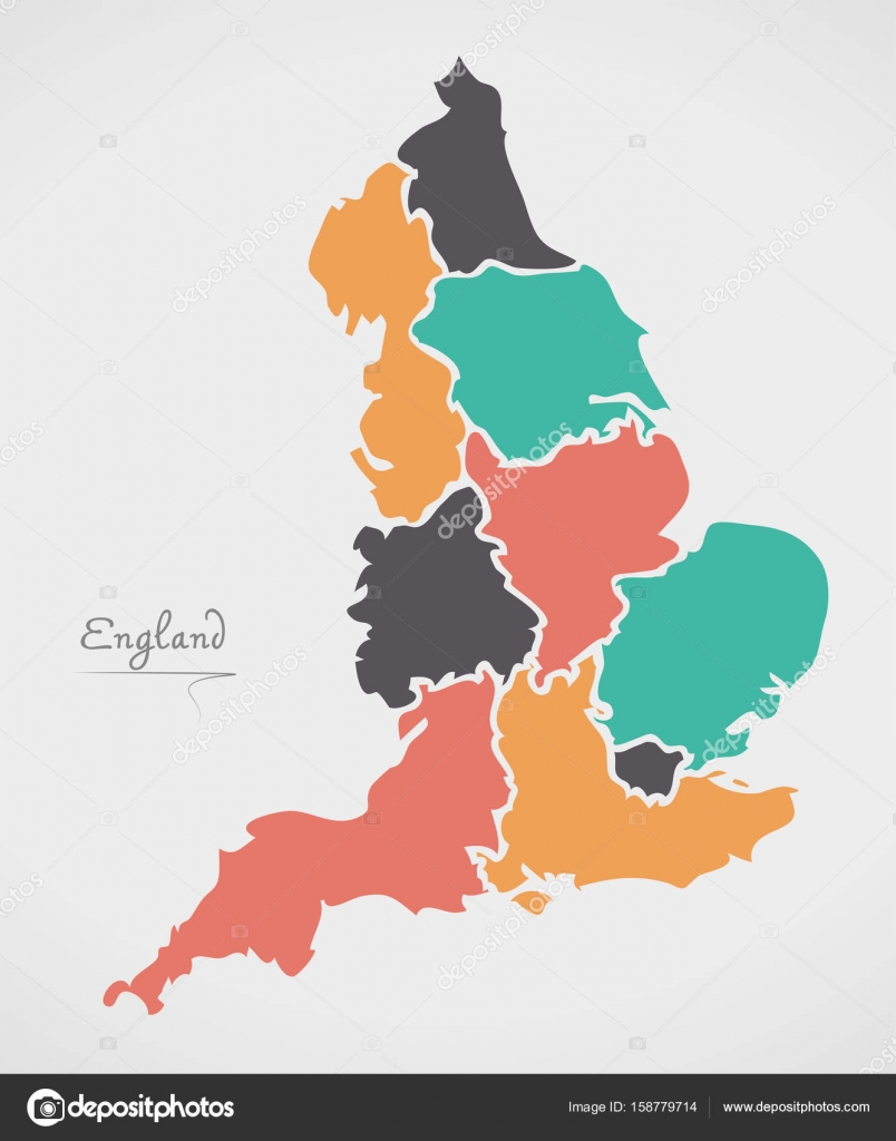 England Map with modern round shapes Stock Vector by ©ingomenhard 158779714