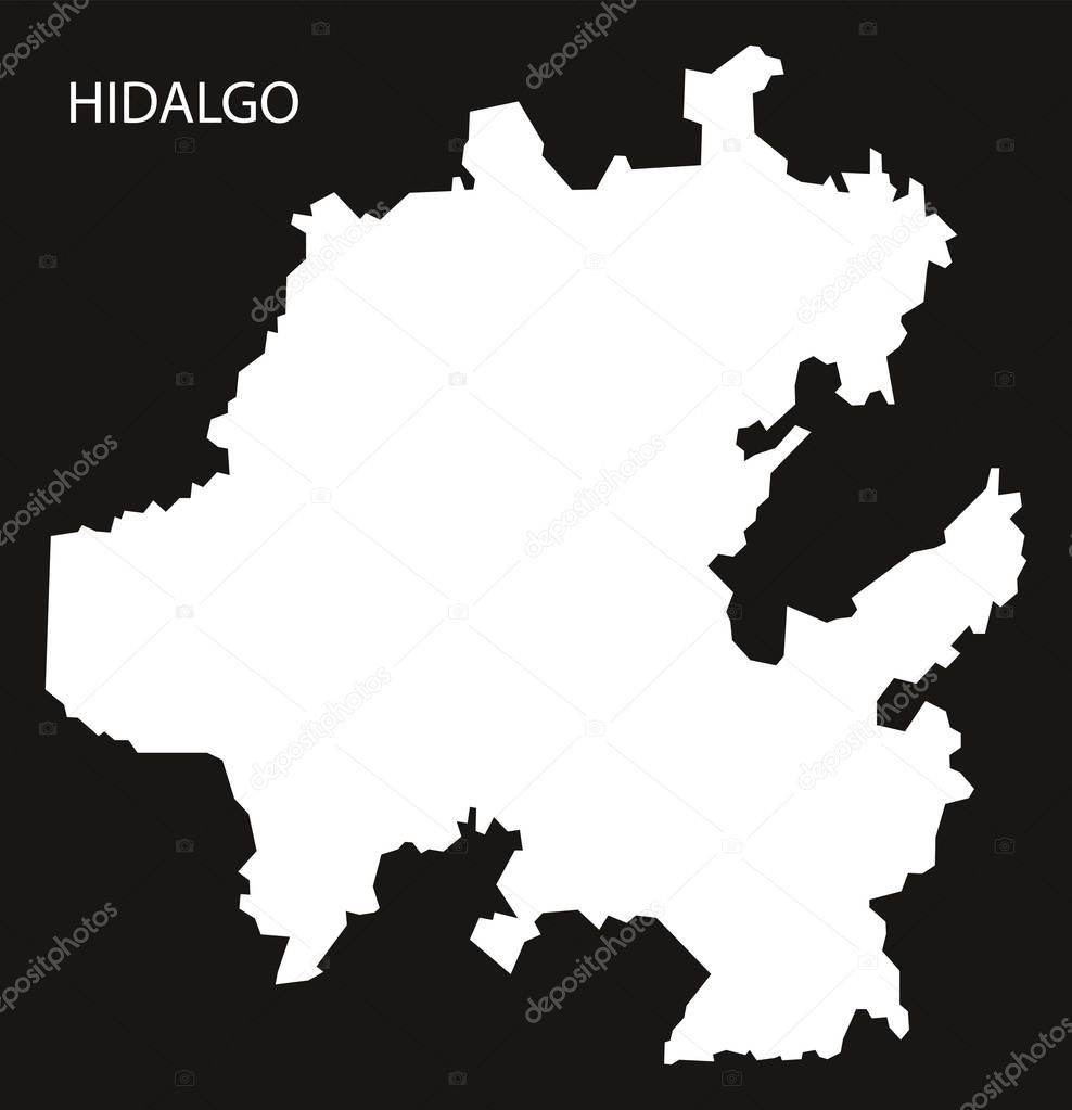 Hidalgo México Mapa silueta invertida negra 2022