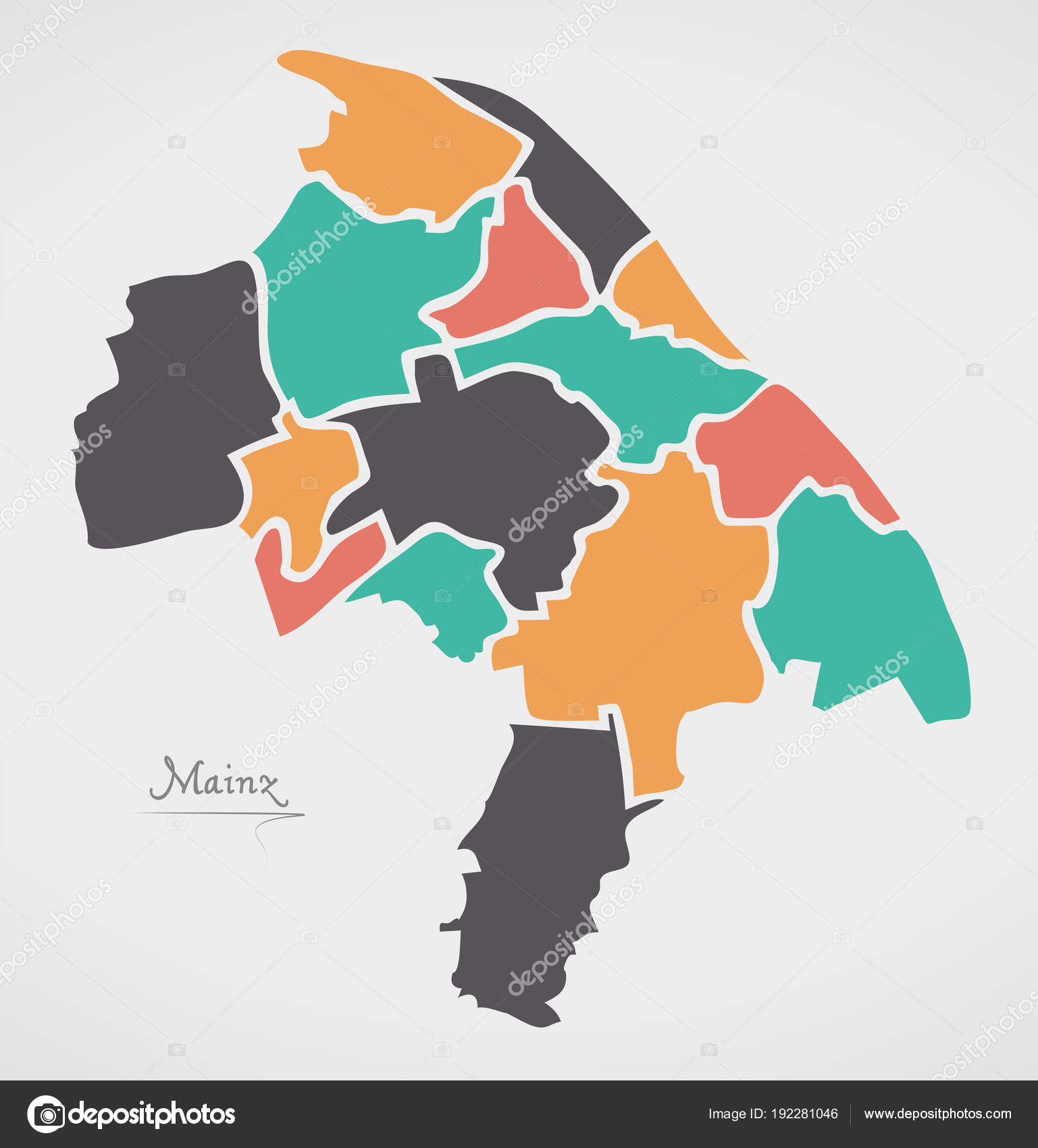 Mainz mapa s obcí a moderní kulaté tvary Stock Vektor od ©ingomenhard ...