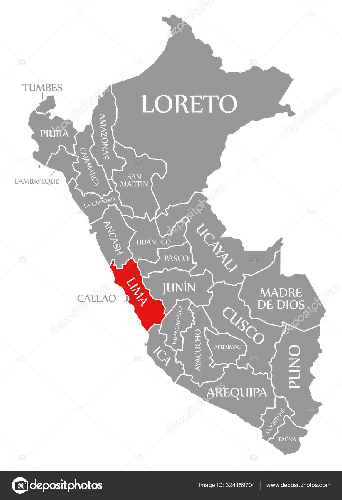 Lima rojo resaltado en el mapa de Perú — Foto de stock © ingomenhard ...