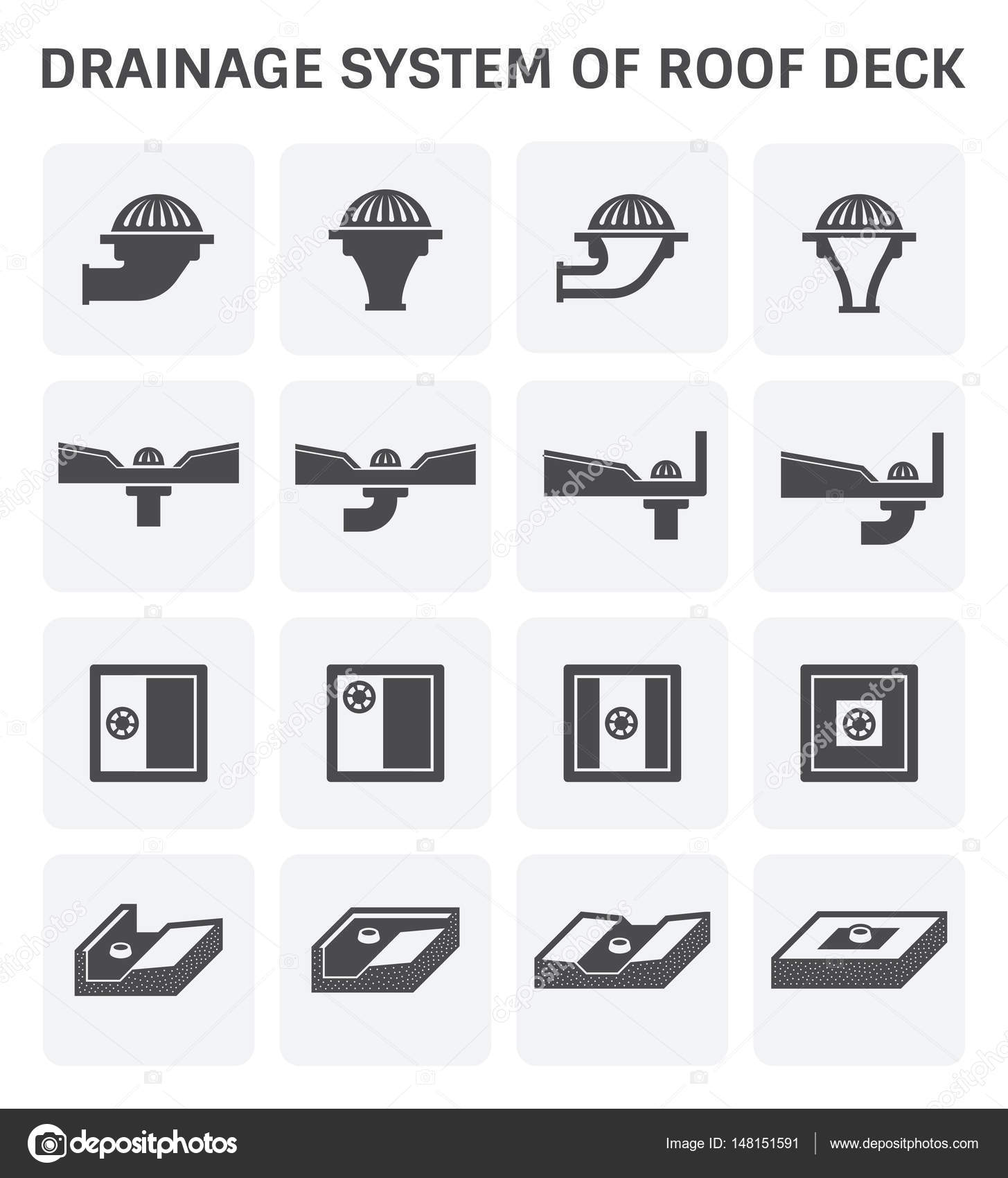 Roof Deck Drainage Stock Vector by ©roncivil 148151591