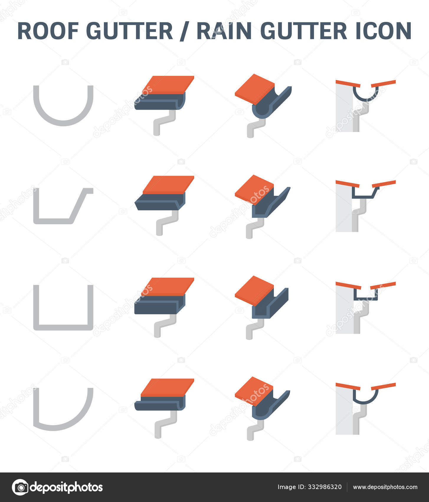 Icono de canalón de techo Vector de stock por ©roncivil 332986320