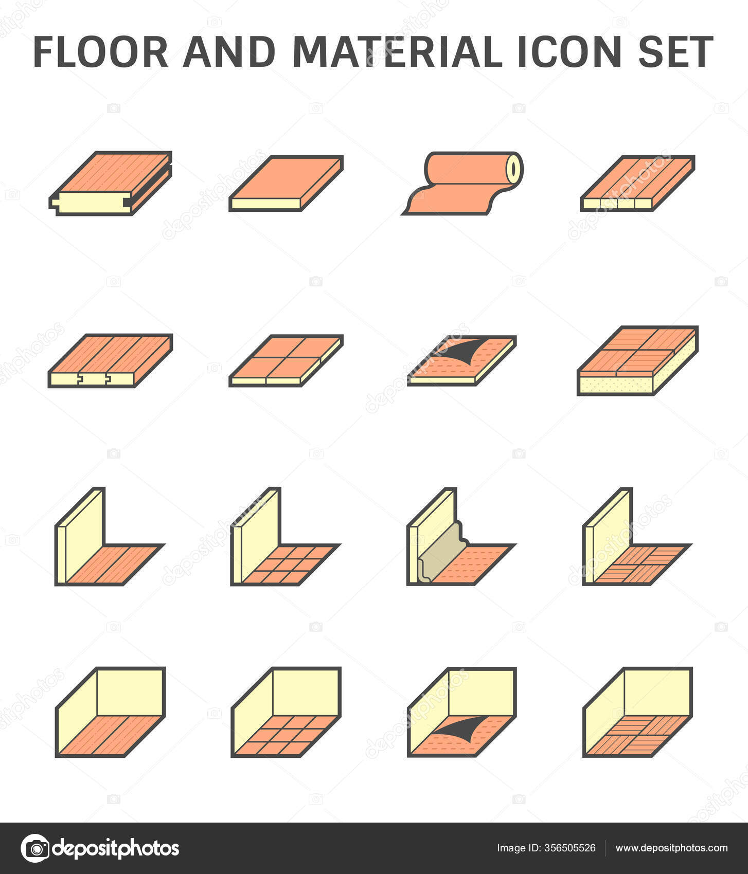 Floor Material Interior Decoration Vector Icon Set Design Stock Vector ...