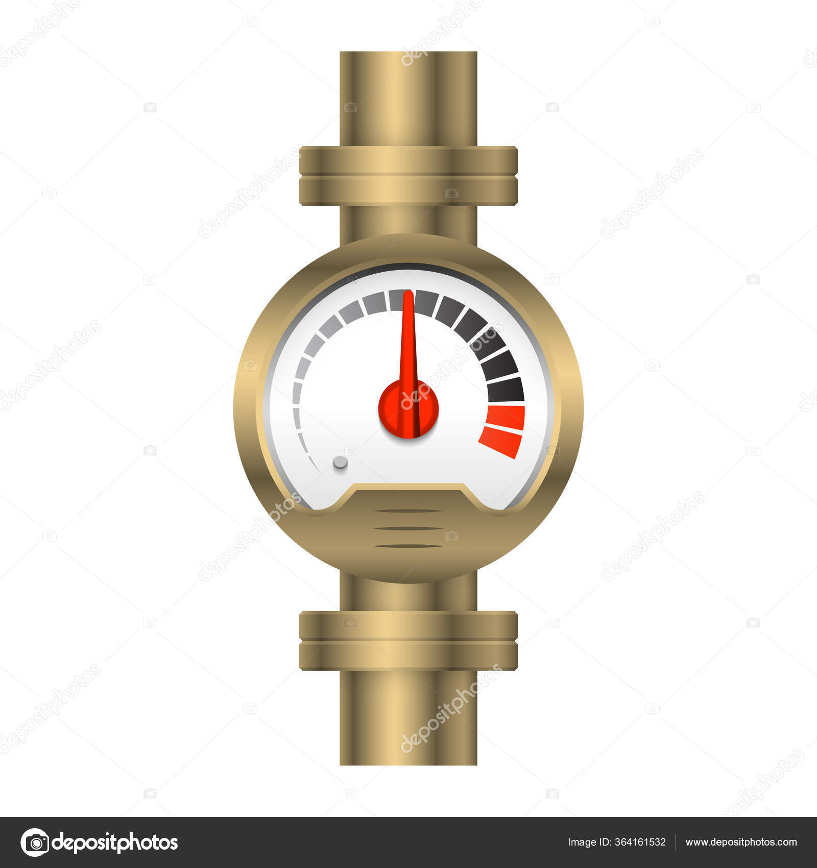 Pressure Gauge Meter Design Steel Pipe Isolated White Background Stock ...