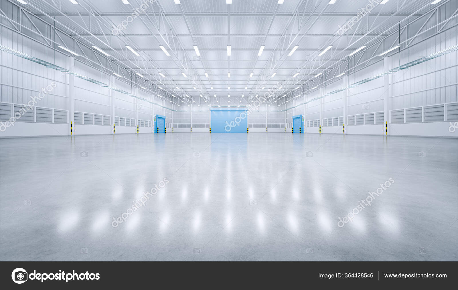 Rendering Empty Warehouse Building Concrete Floor New Clean Condition ...