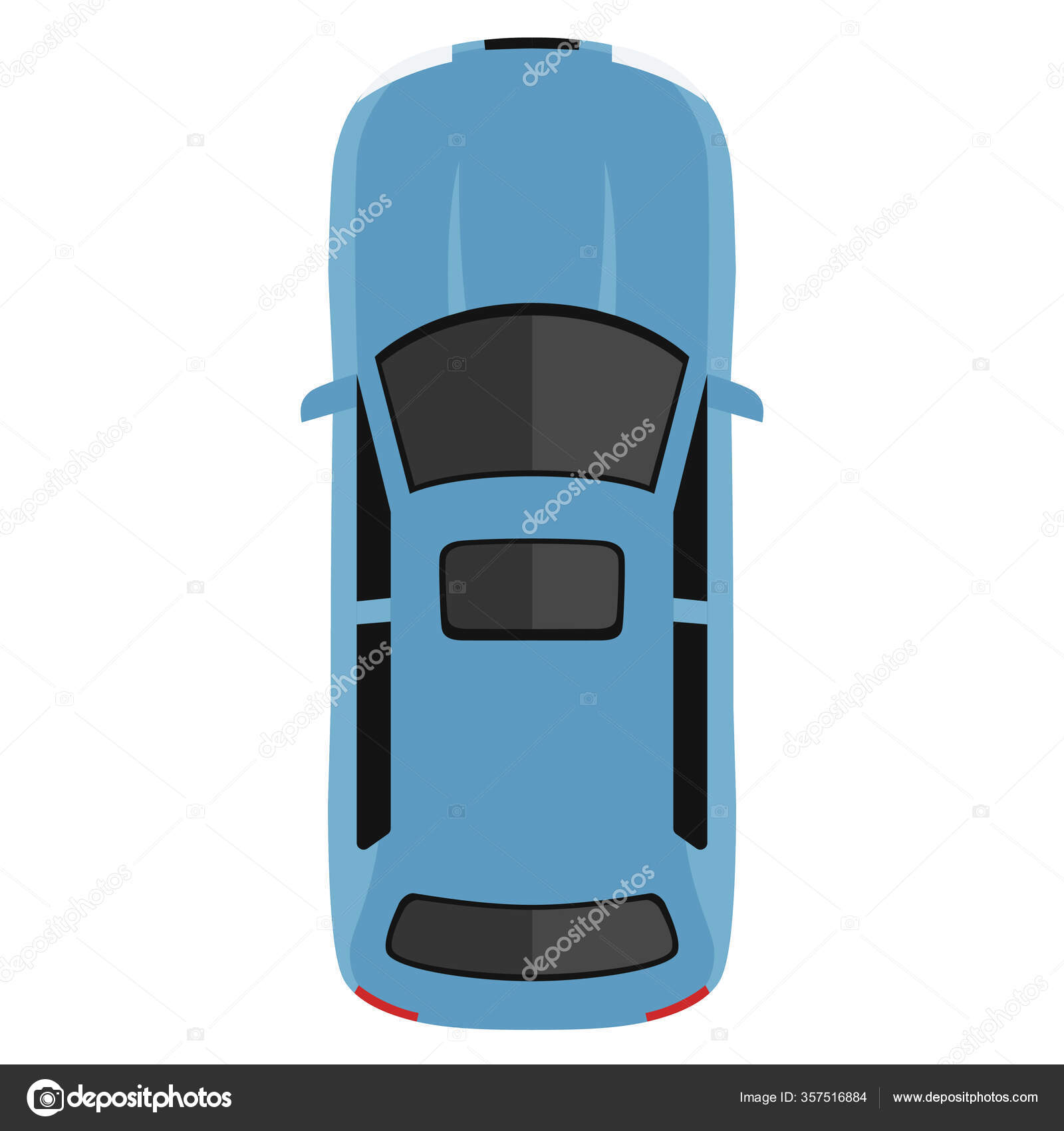 Car Top View Cute Cartoon Car Shadows Modern Urban Civilian Stock ...