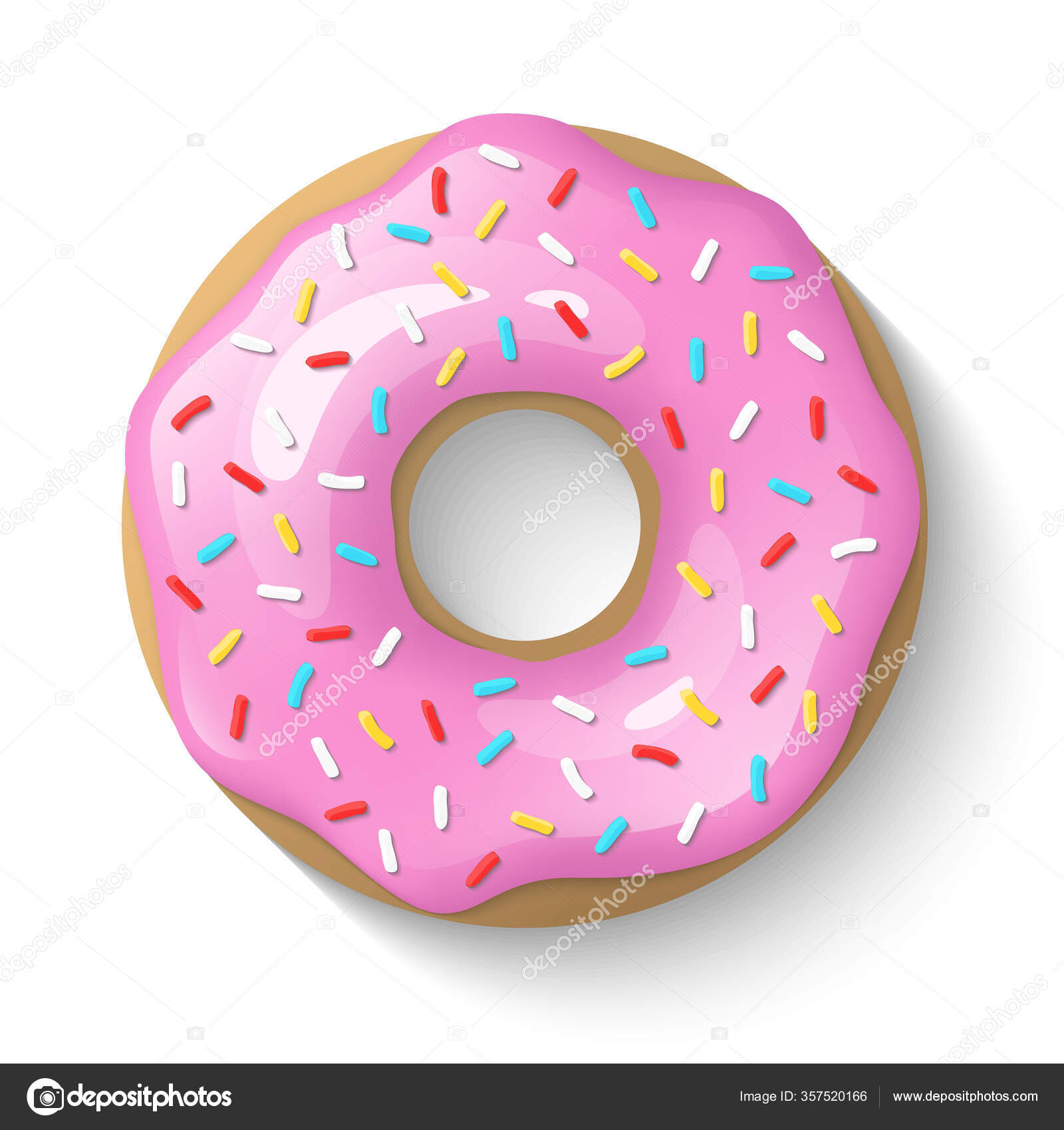 Donut Isolated White Background Cute Colorful Glossy Donuts Pink Glaze Stock Vector Image by ...