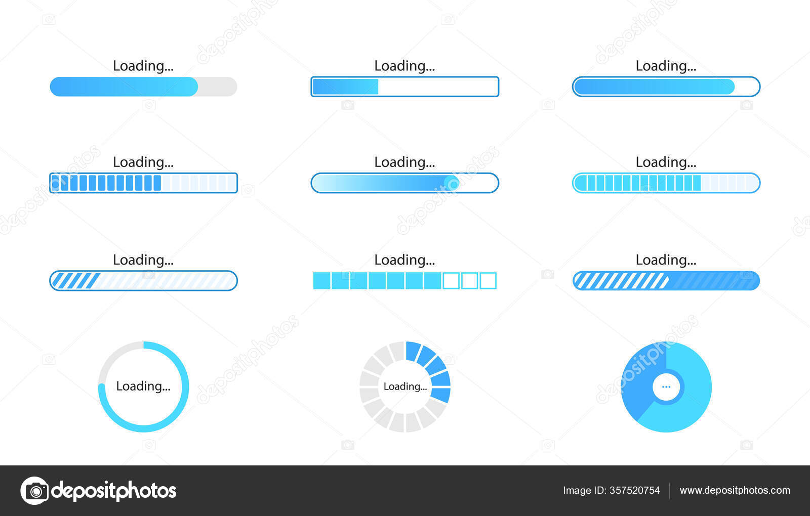 Loading Icon Set Isolated White Background Progress Bar Collection ...