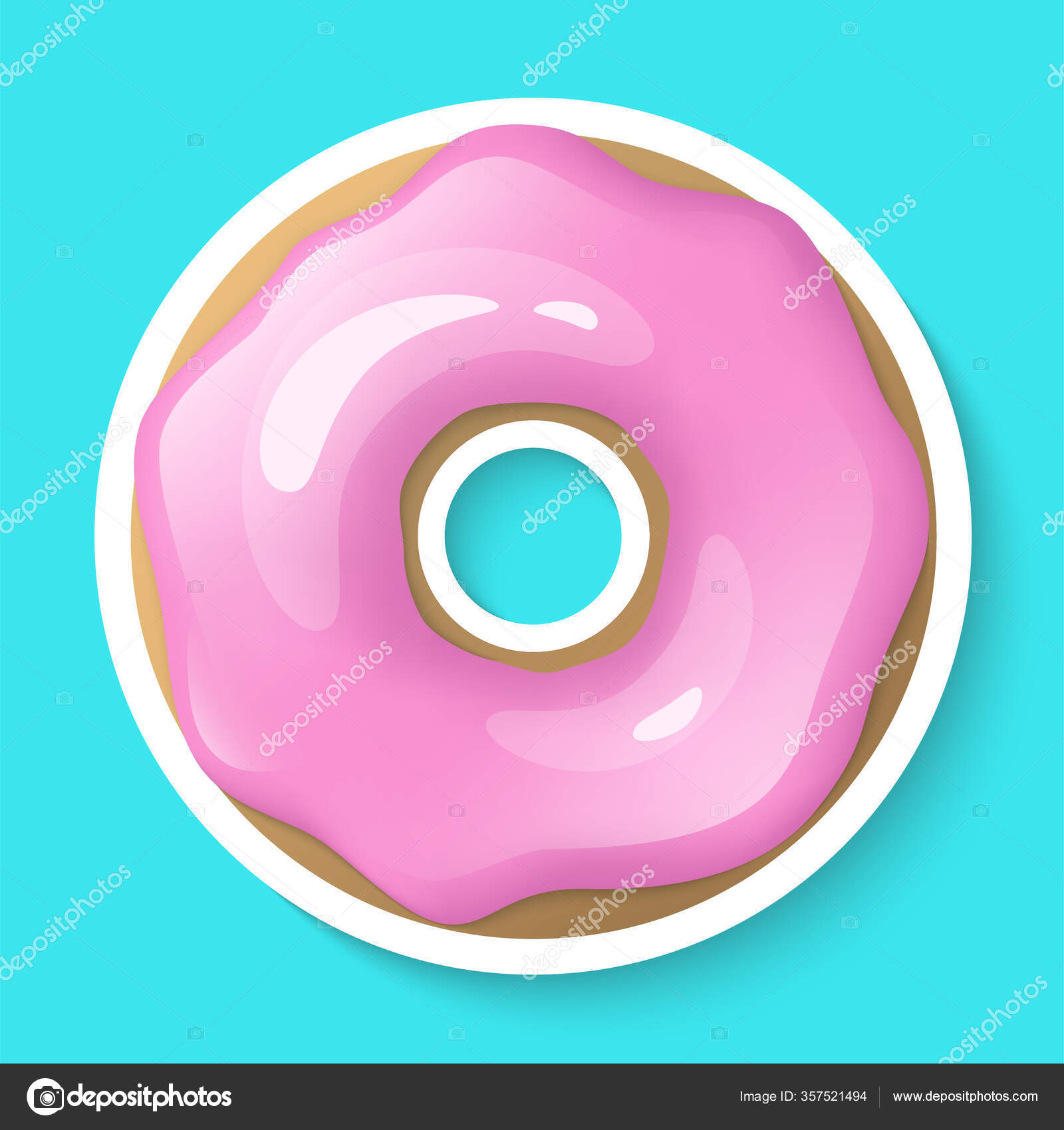Donut Isolated White Background Cute Colorful Glossy Donuts Pink Glaze Stock Vector Image by ...
