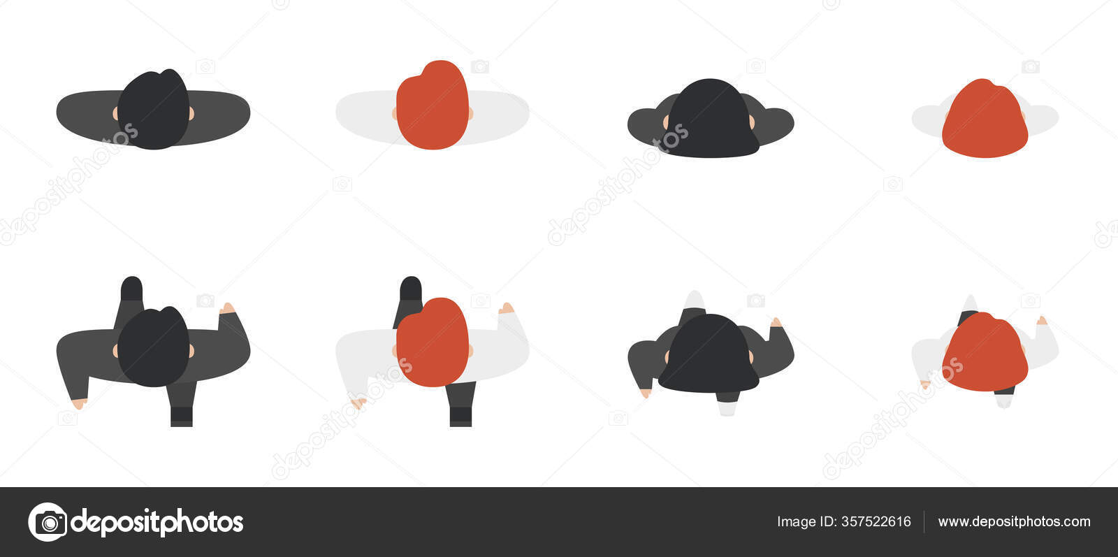Top View People Set Isolated White Background Men Women View Stock ...